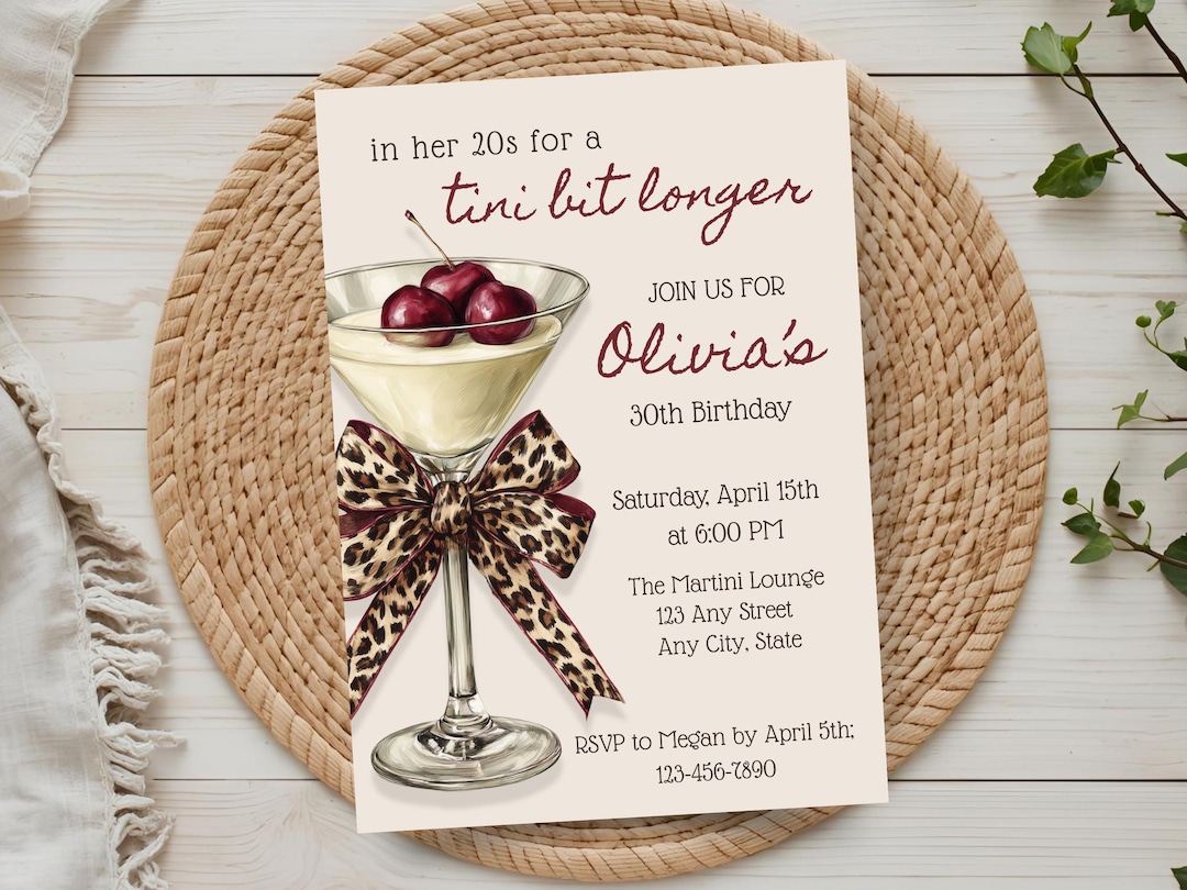 In Her 20s for a Tini Bit Longer 30th Birthday Invitation, Editable ...