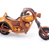Chopper Bike Wooden Motorcycle Model – Handcrafted Mahogany Display - Etsy