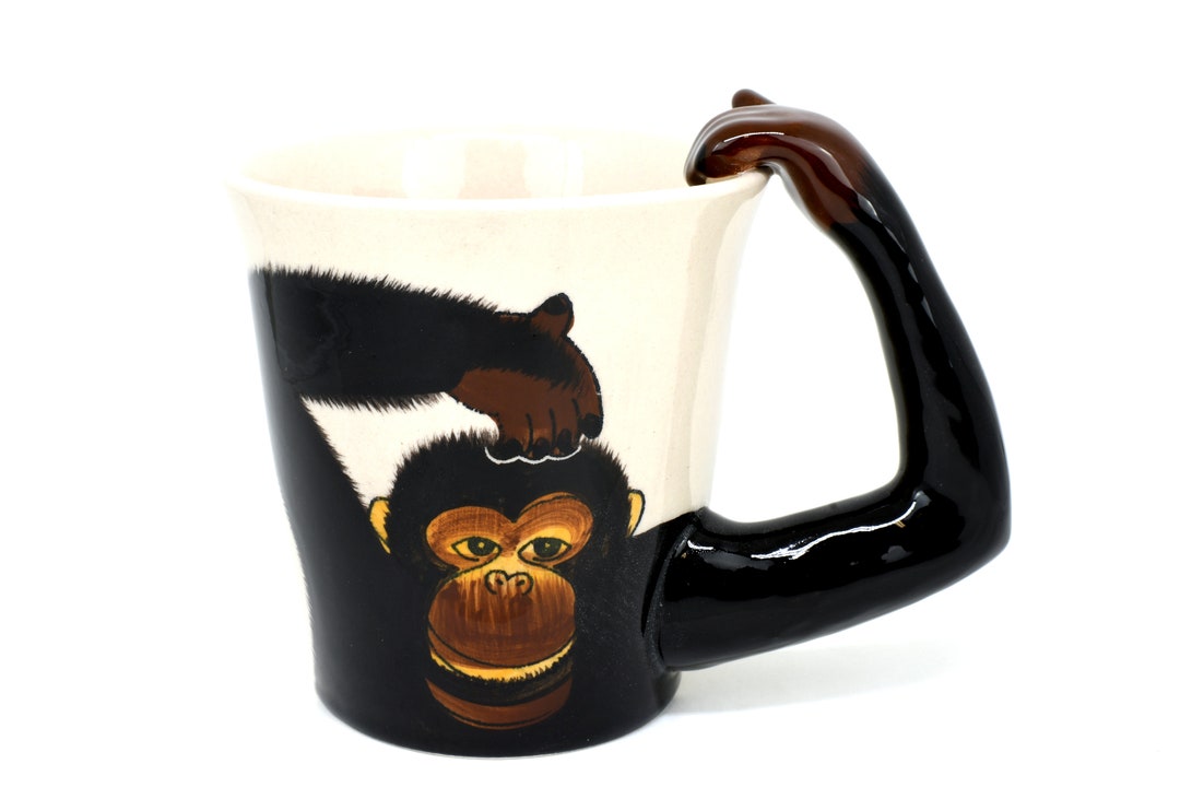 Monkey Coffee Mug Handpainted Cute 3D Animal Hot Drink Cup 10 - Etsy