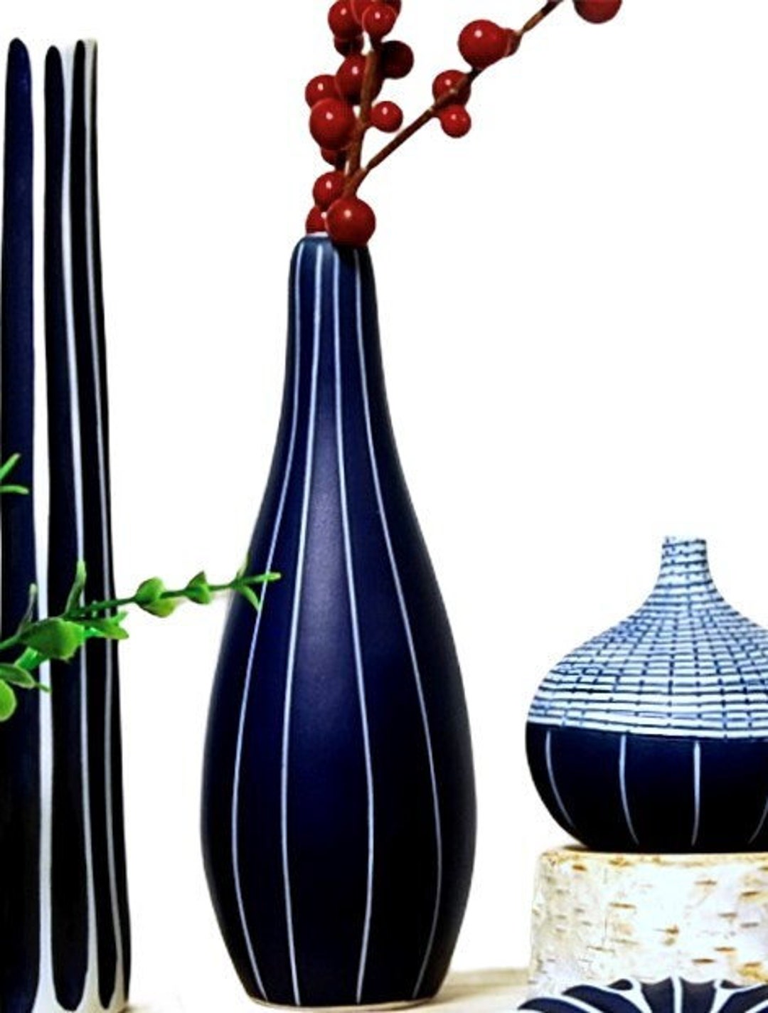 Handmade Small Tall Vase for Flower Porcelain Pottery Stoneware Shelf ...