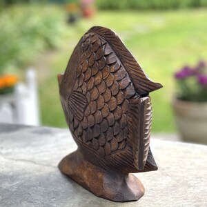Large Wooden Fish Carved Wood Figurine Statue Sculpture Home Decor 10 ...