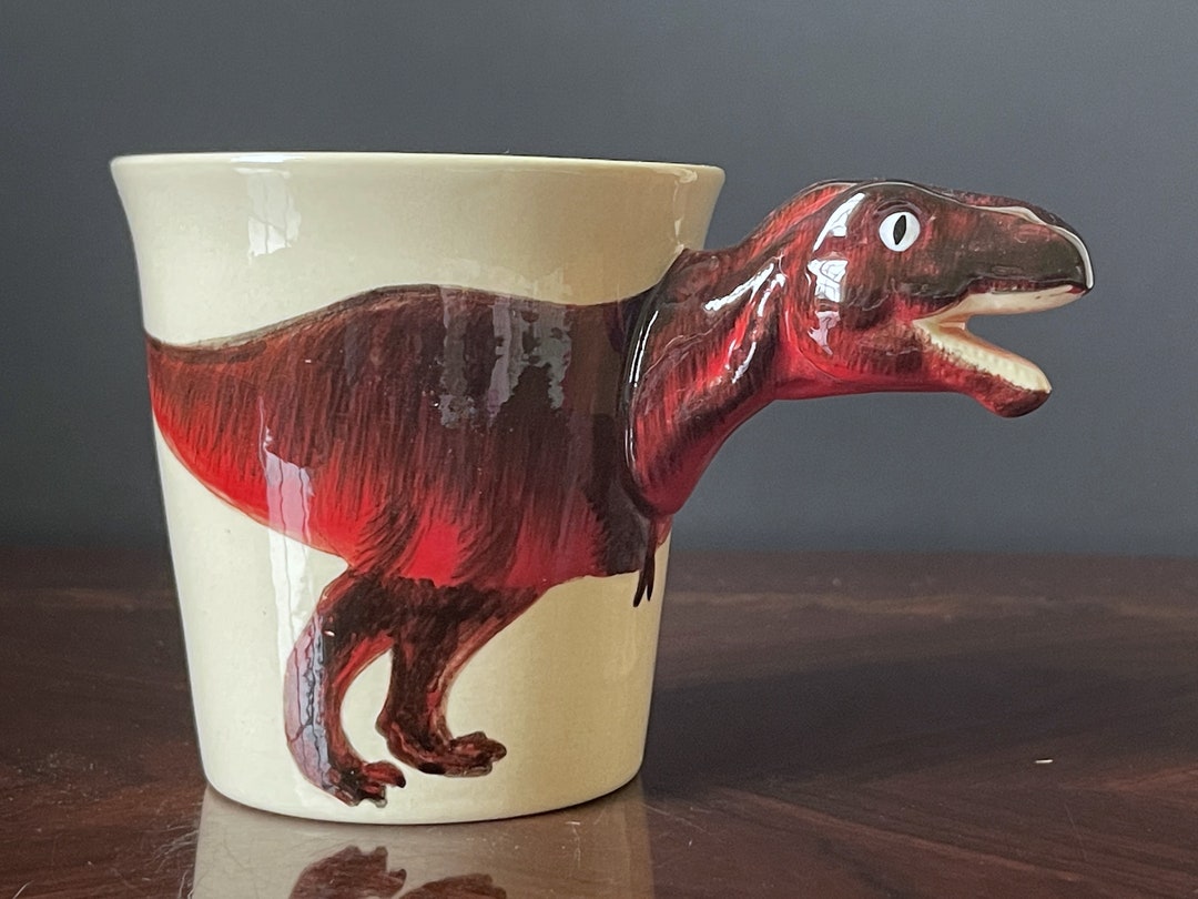 Tyrannosaurus Rex Dinosaur Coffee Mug Porcelain Handpainted 3D Animal ...