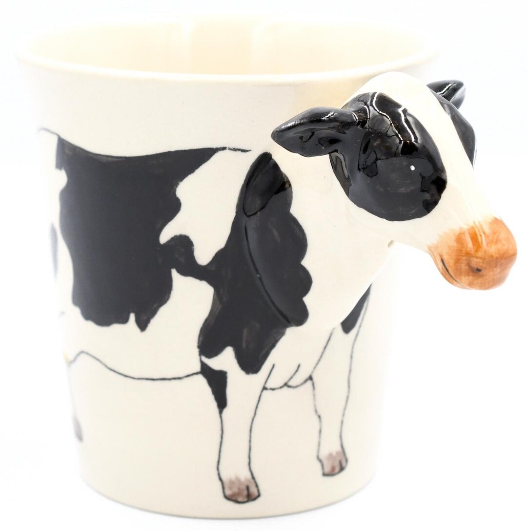 3D Animal Shaped Coffee Mug Hand Painted Porcelain Drink Cup 10 Oz. cow ...