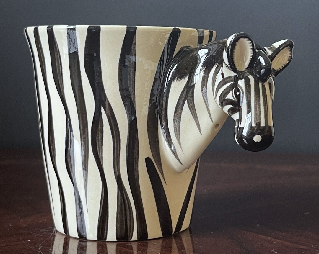 Zebra Coffee Mug Porcelain Handpainted 3D Animal Shaped Hot Drink Cup ...