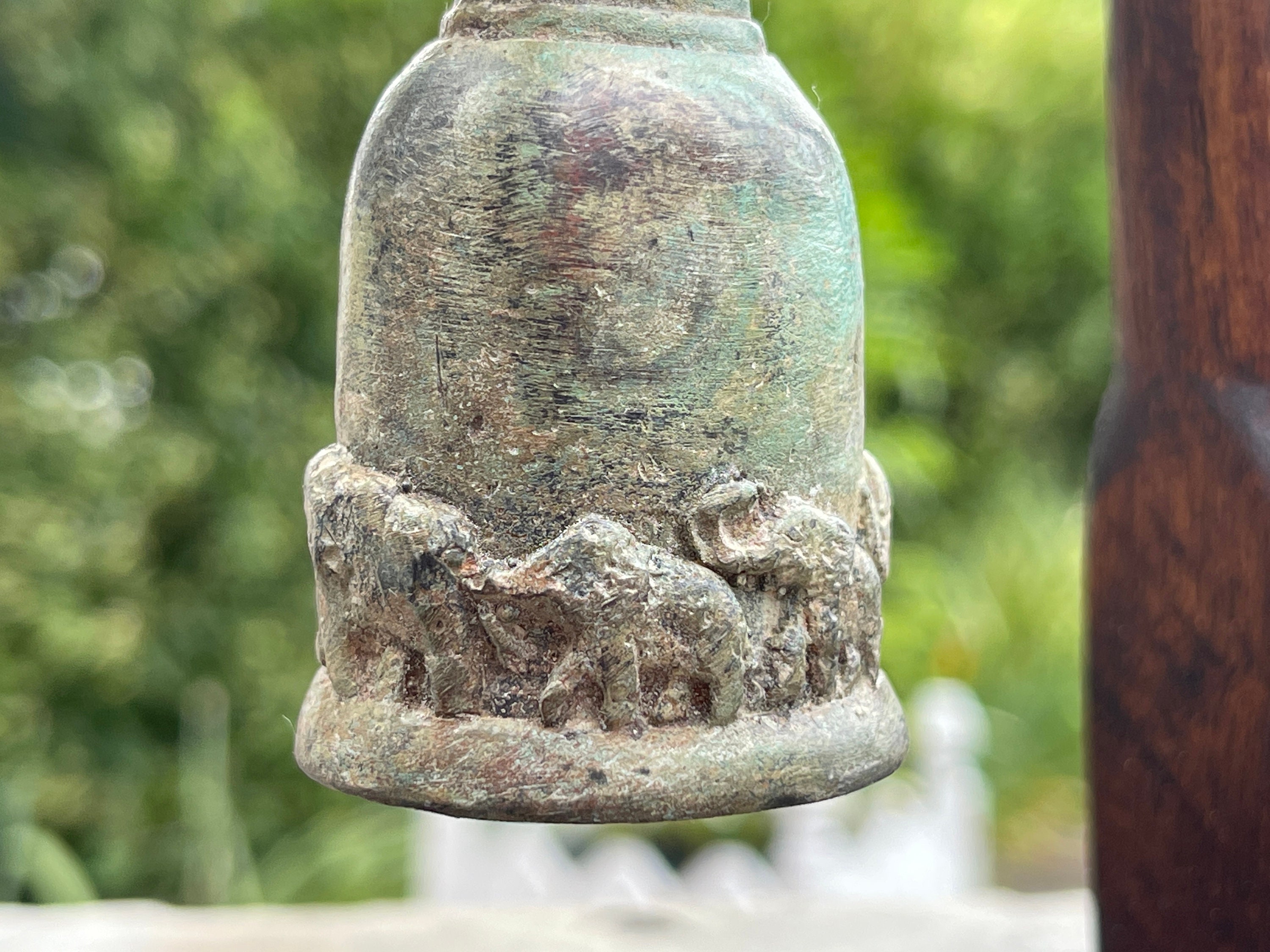 Small Antique Bronze Temple Bell Hanging with Wood Stand Thai | Etsy