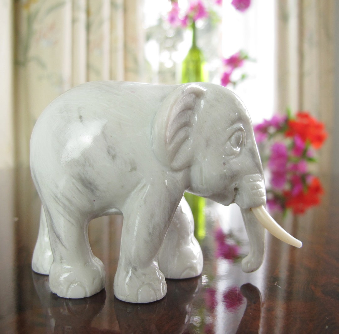 Small Elephant Statue Marble Resin Figurines Decor for Home 3" - Etsy