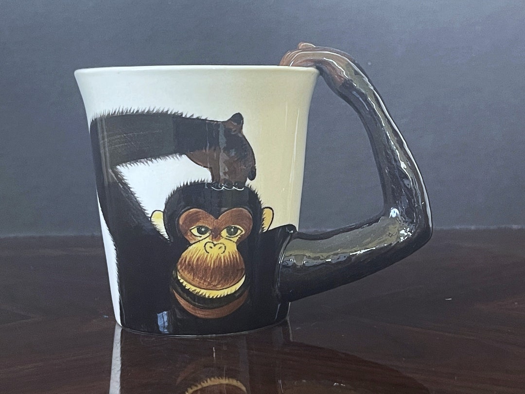 Monkey Coffee Mug Handpainted Cute 3D Animal Hot Drink Cup 10 OZ. - Etsy