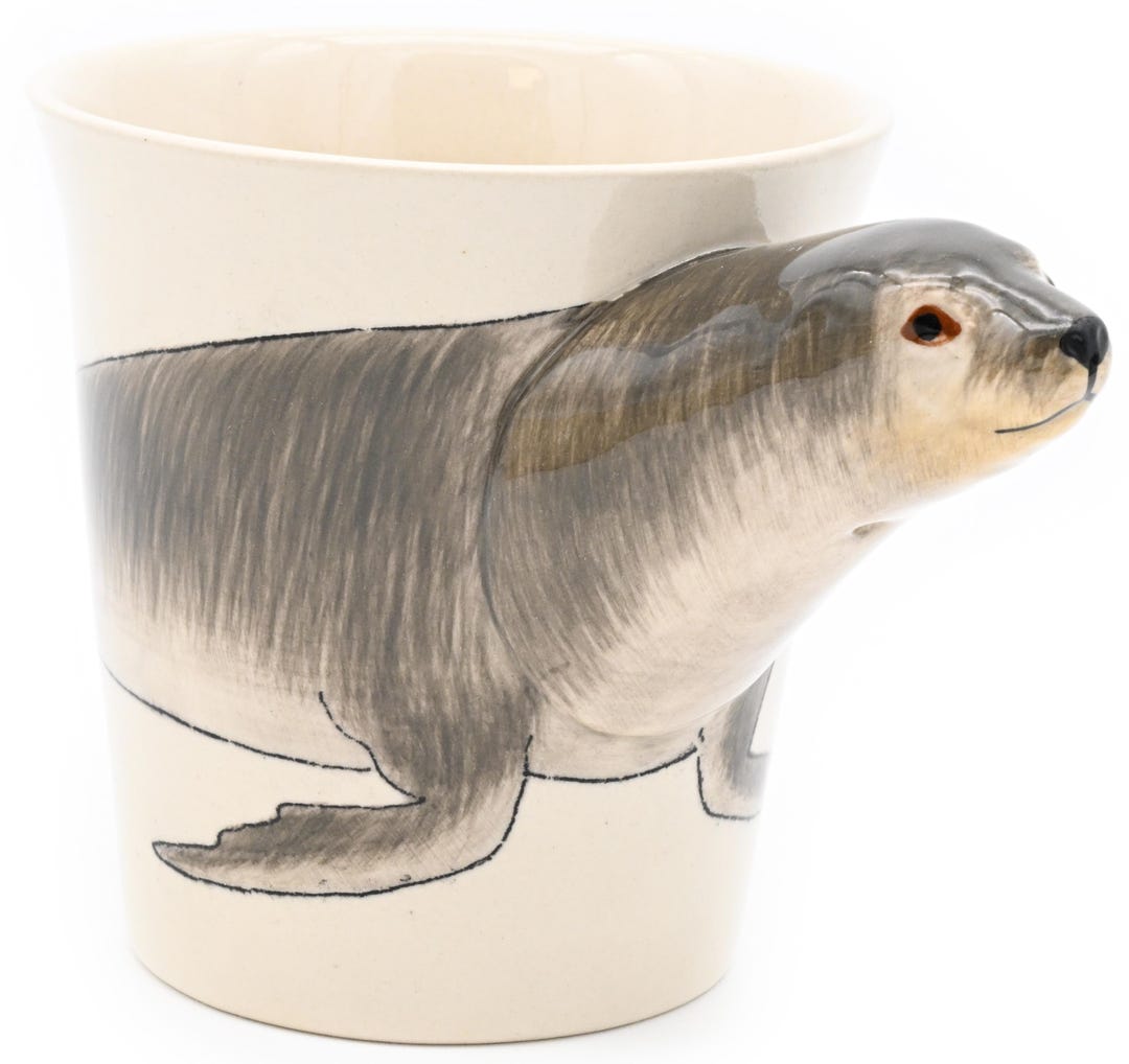 Animal Shaped Coffee Mug Porcelain 3D Hand Painted Hot Cold Drink Cup 10 Oz. (seals) - Etsy