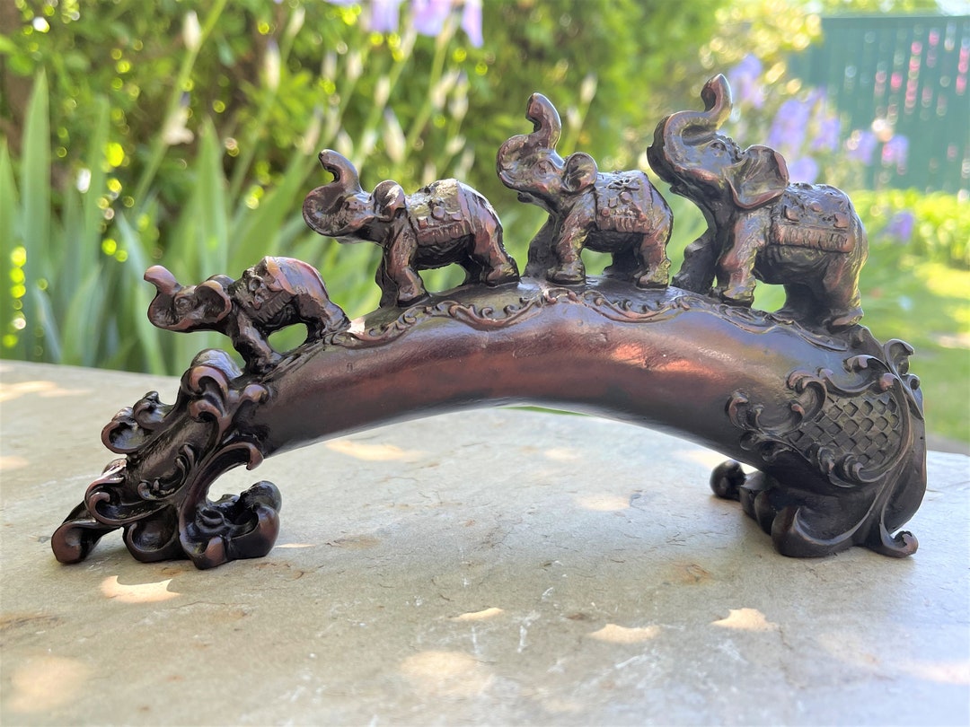 Buy Resin Elephants on a Bridge Family Figurine Parade on Tusk Online ...