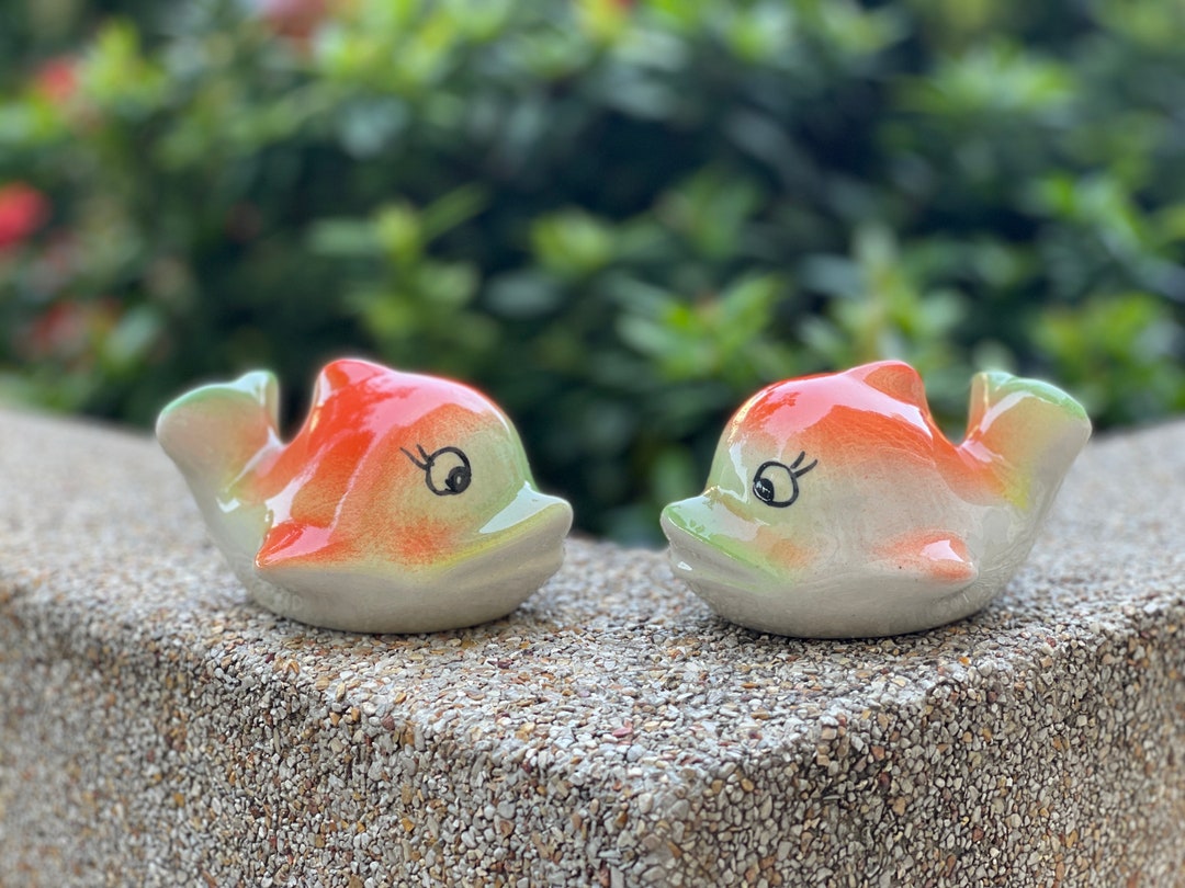 Floating Ceramic Fish Dolphin Figurine Small Accents for Pond Garden ...