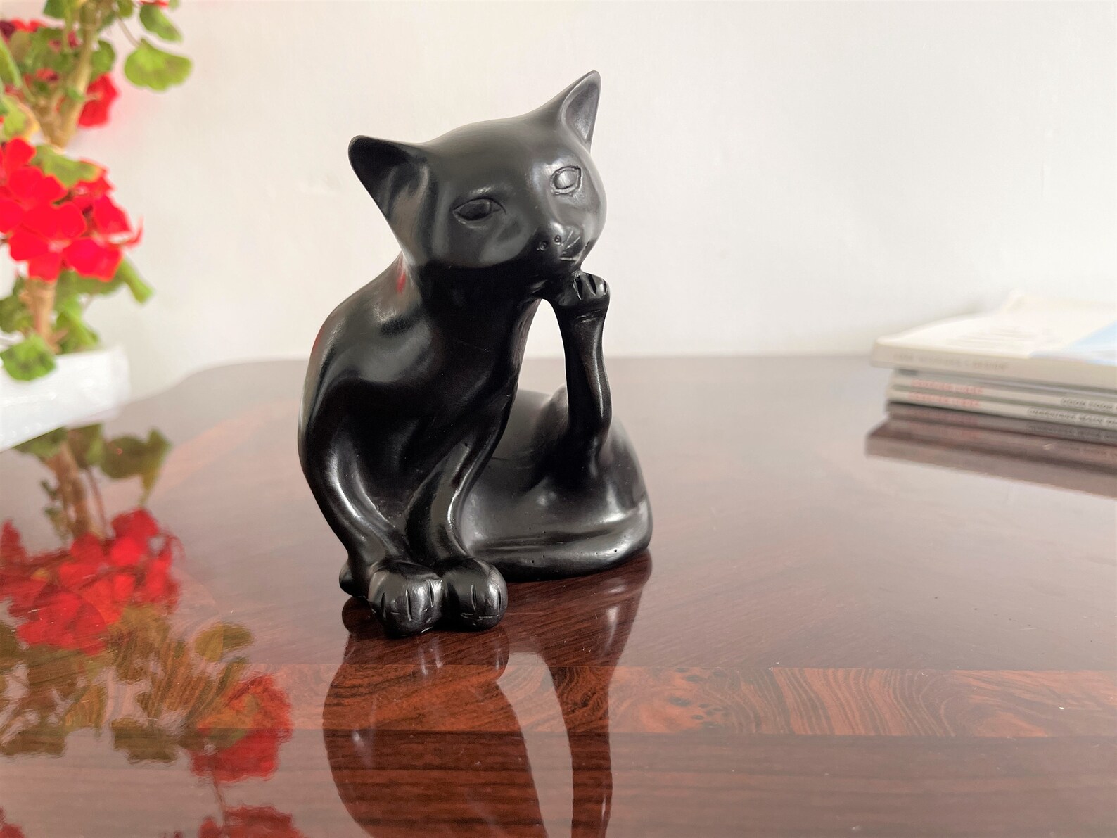 Sitting Cat Figurine and Statue Black Polyresin Sculpture Home - Etsy