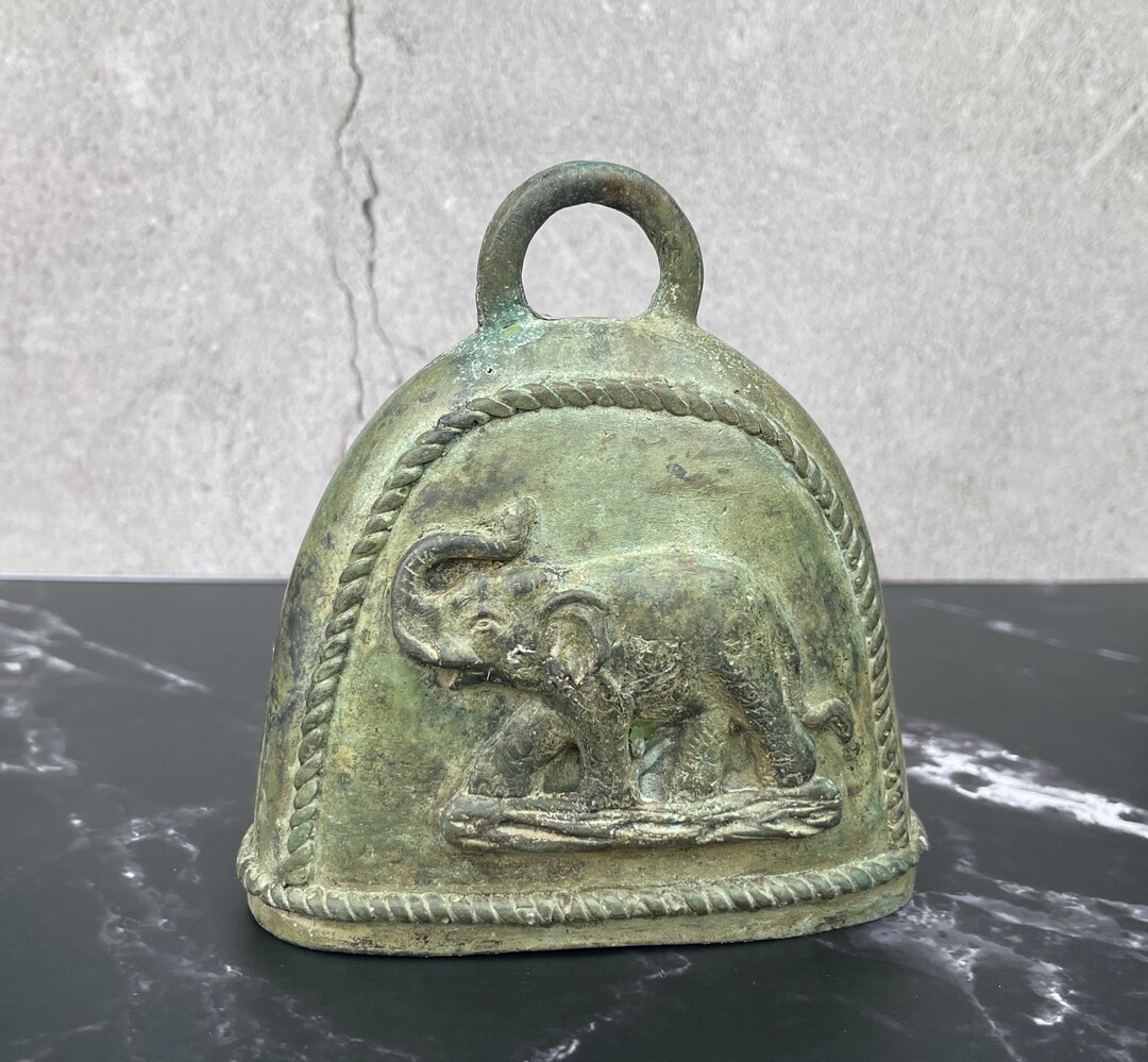 Vintage Look Elephant Cowbell | Solid Bronze Animal Bell | Rustic ...