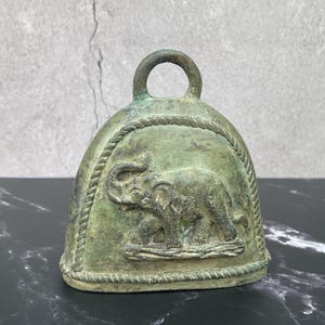 Vintage Look Elephant Cowbell | Solid Bronze Animal Bell | Rustic ...