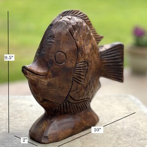 Large Wooden Fish Carved Wood Figurine Statue Sculpture Home Decor 10 ...