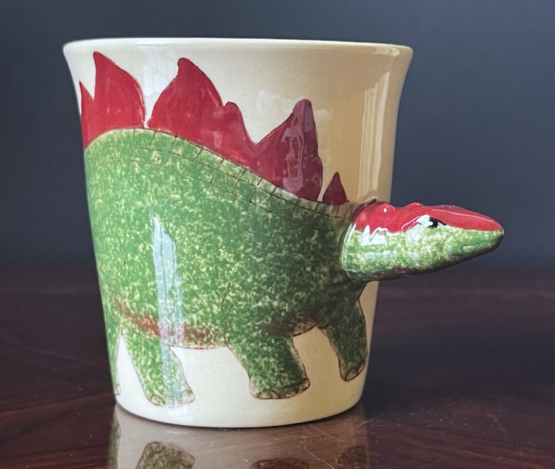 Stegosaurus Dinosaur Coffee Mug Porcelain Handpainted 3D Animal Shaped ...