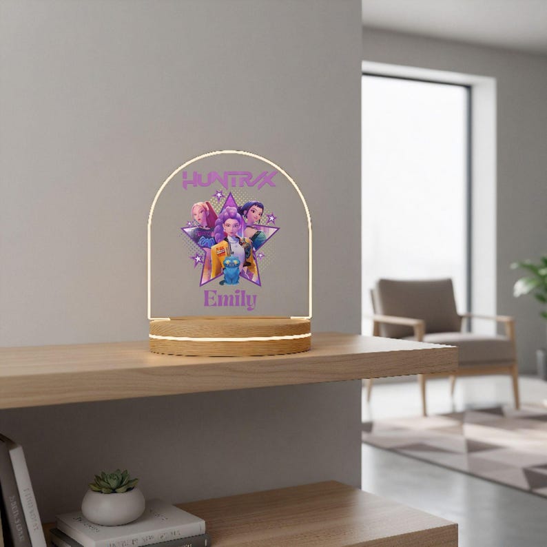 Personalised K-pop Demon Huntrix Night Light - Custom Name Lamp - Teen ...