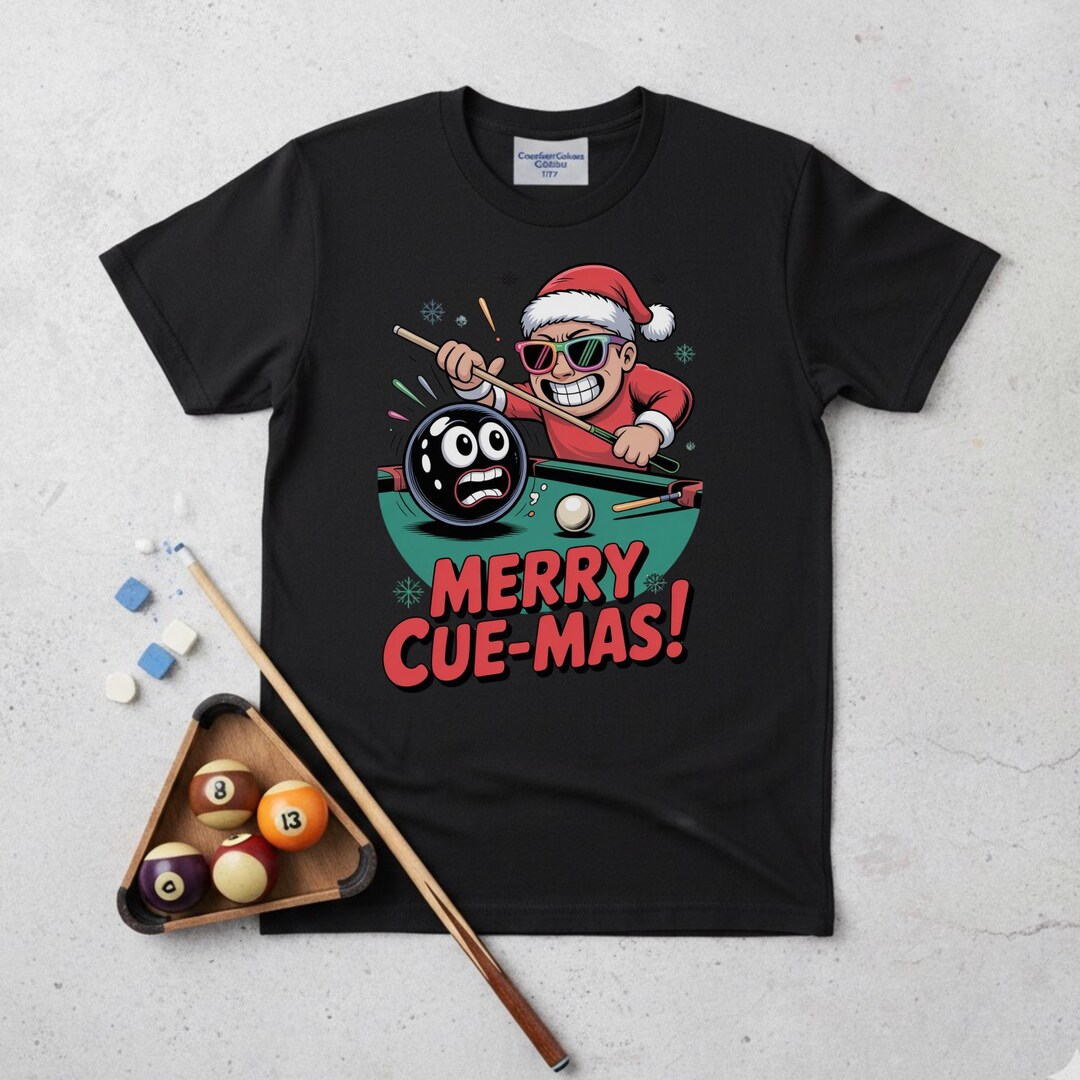 Funny Billiards Santa, Merry Cue-mas PNG, Holiday T-shirt Design ...