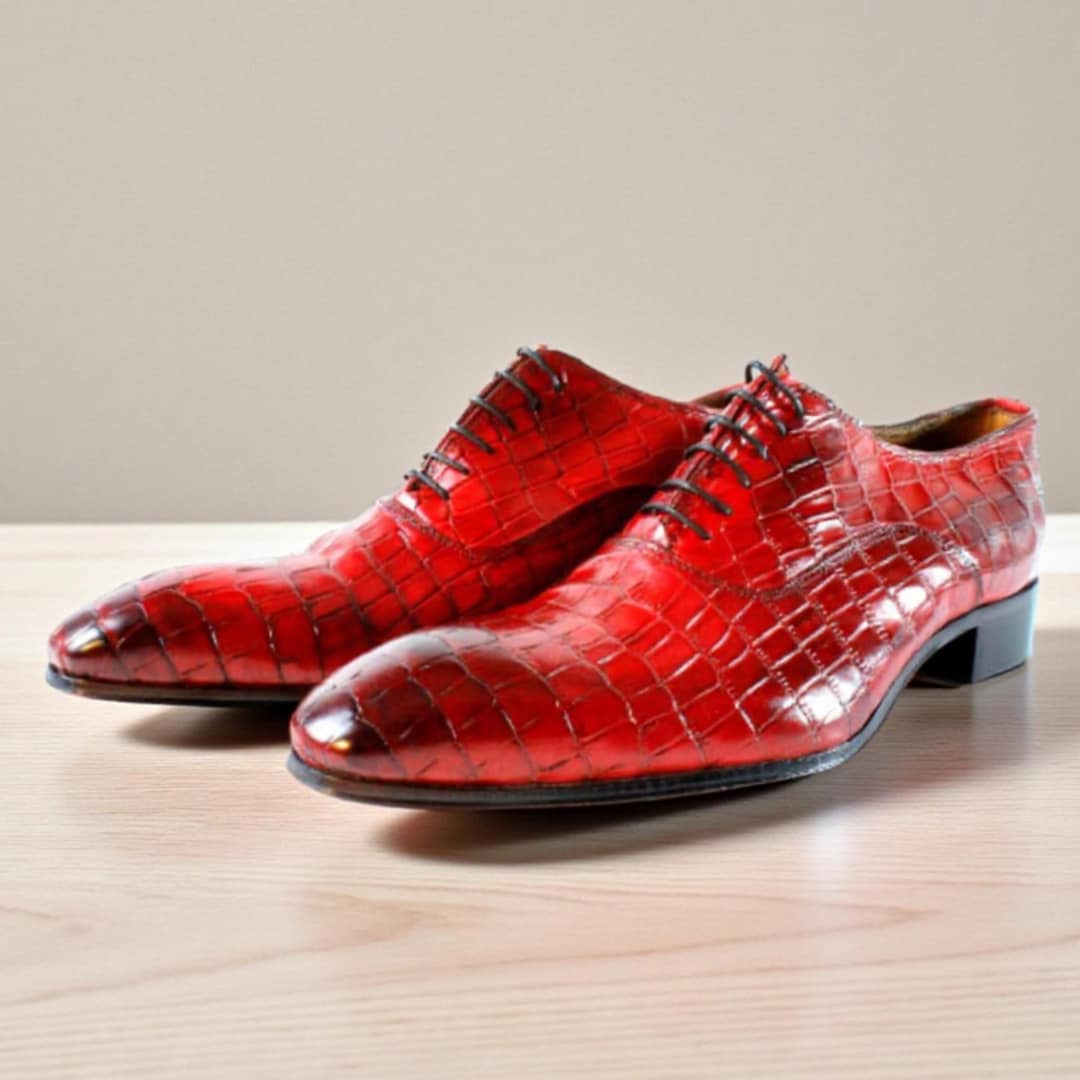 Ivan Troy Victor Red Printed Crocodile Calfskin Oxford - Etsy