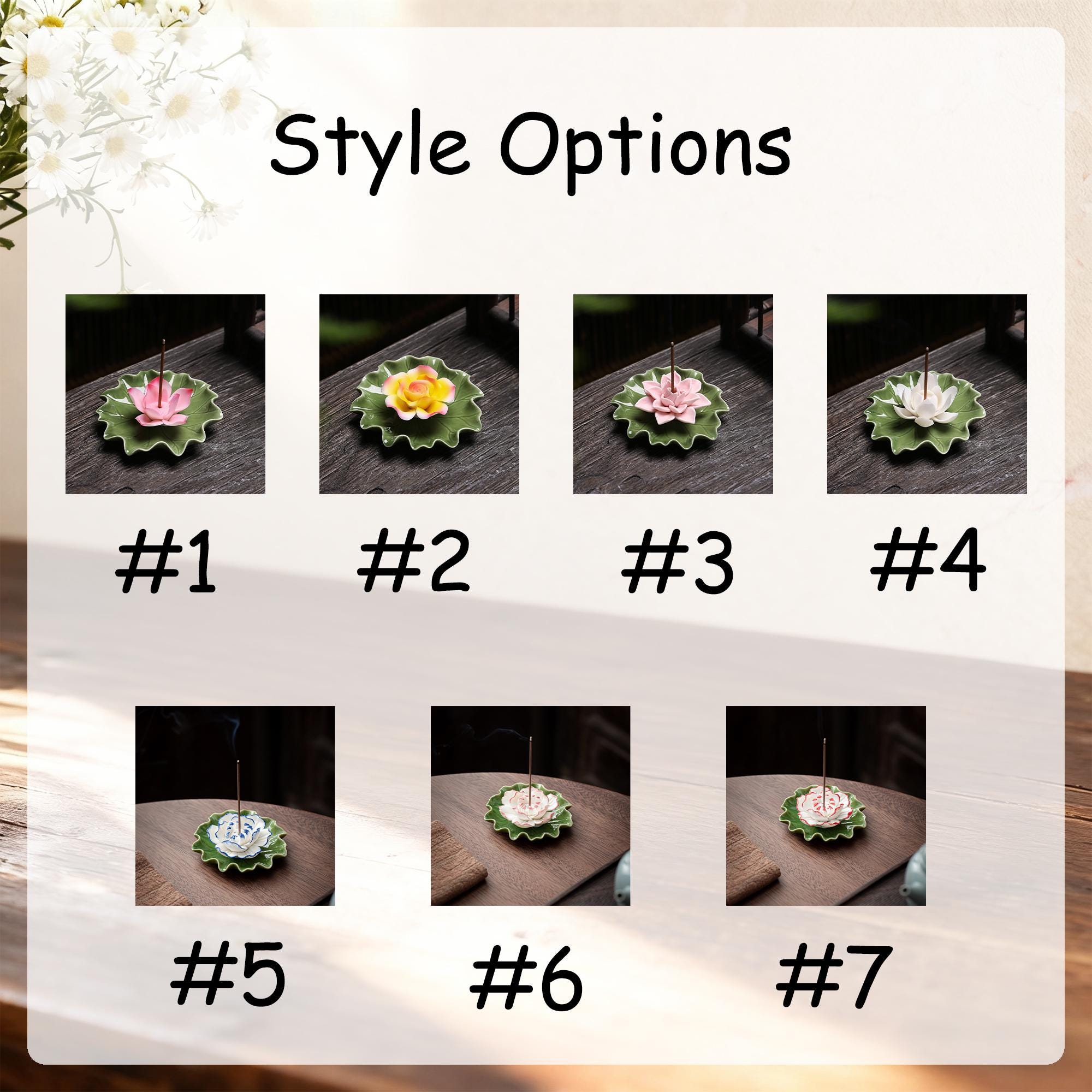 Ceramic Lotus Incense Holder, Home Gifts, Zen Meditation Decor, Floral ...