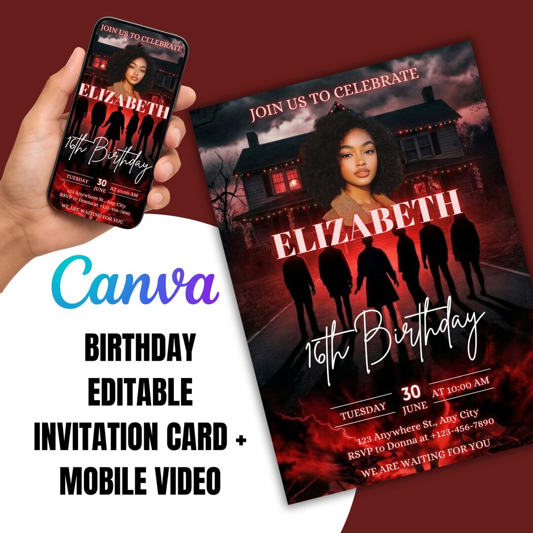 Stranger Things Birthday Invitation, Sixteen Theme Party Invite ...