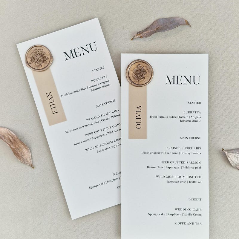 Wax Seal Menu Card - Etsy UK