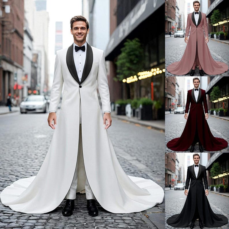 Fashion Style Men’s Long Train Jacket Pant Set | Elegant Single ...