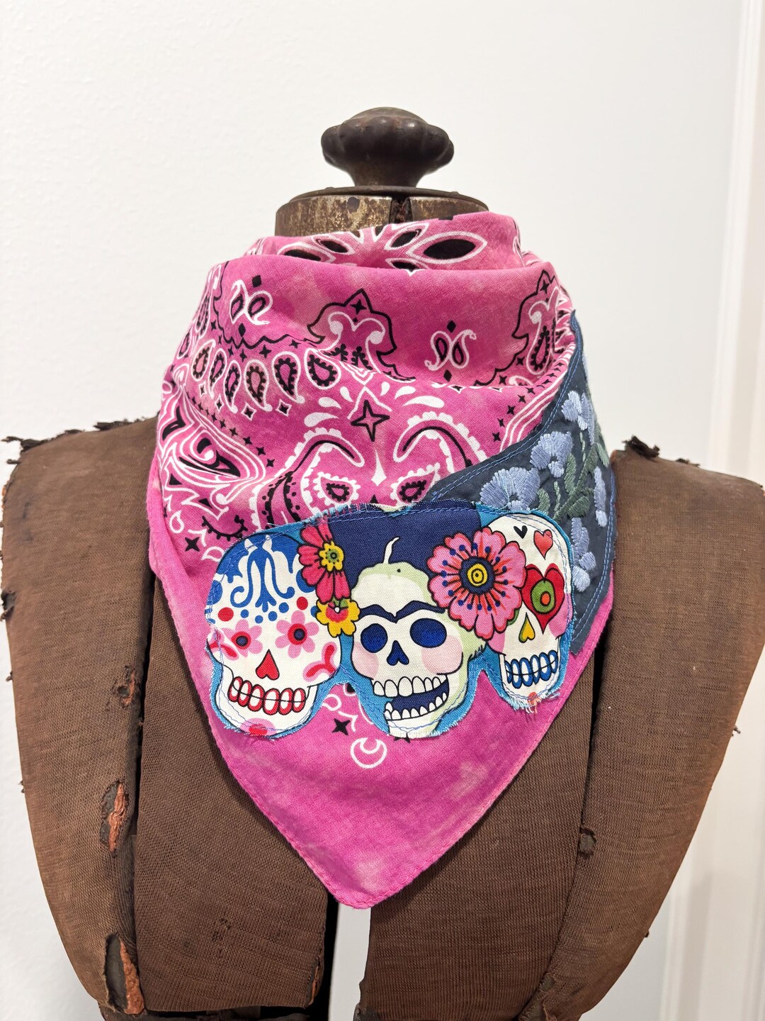 Upcycled Bandana Light Pink and Floral - Etsy