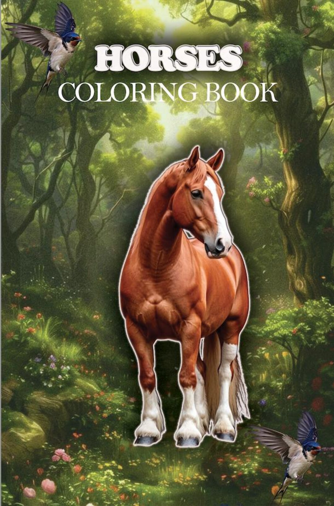 Horses Coloring Book | 50 Bold Pages, Easy to Color (PDF Download) - Etsy