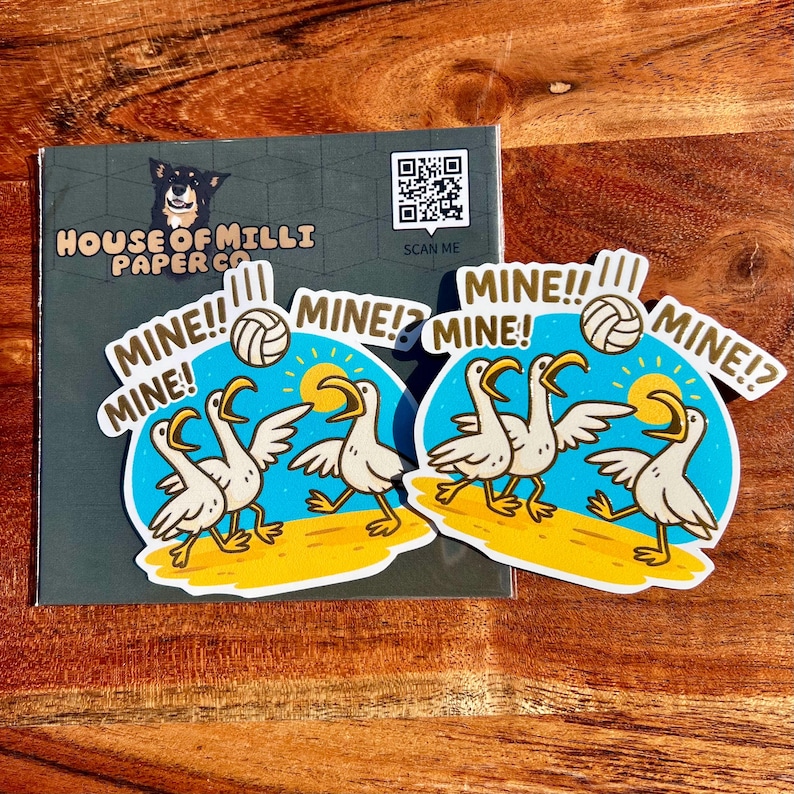 Funny Volleyball Sticker - Raised Ink, Mine Bird Gift for Players or ...