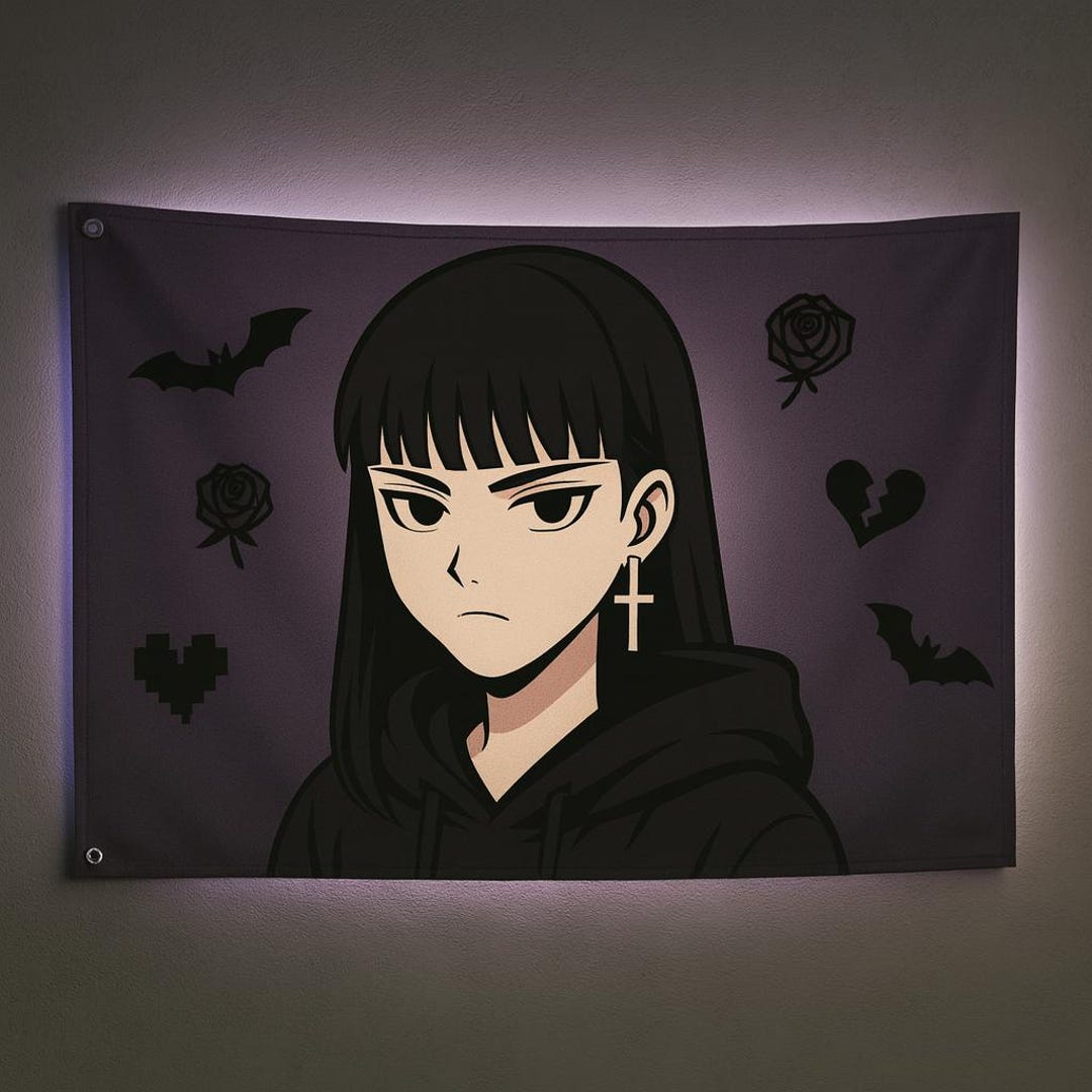 Goth Anime Wall Flag - Etsy