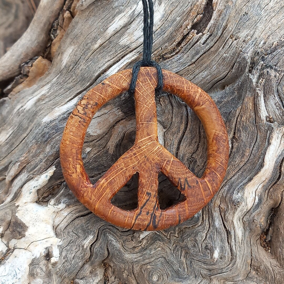 Peace Sign, Oak Wood Necklace, Wood Jewelry - Etsy