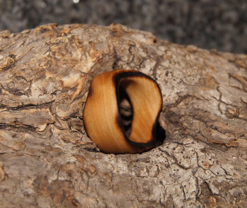 Olive Wood Ring burned rustic look US 6 | Etsy
