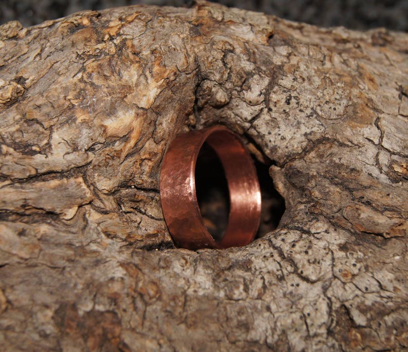 Any Size Copper Ring Band Unisex Copper Ring Band Beaten | Etsy