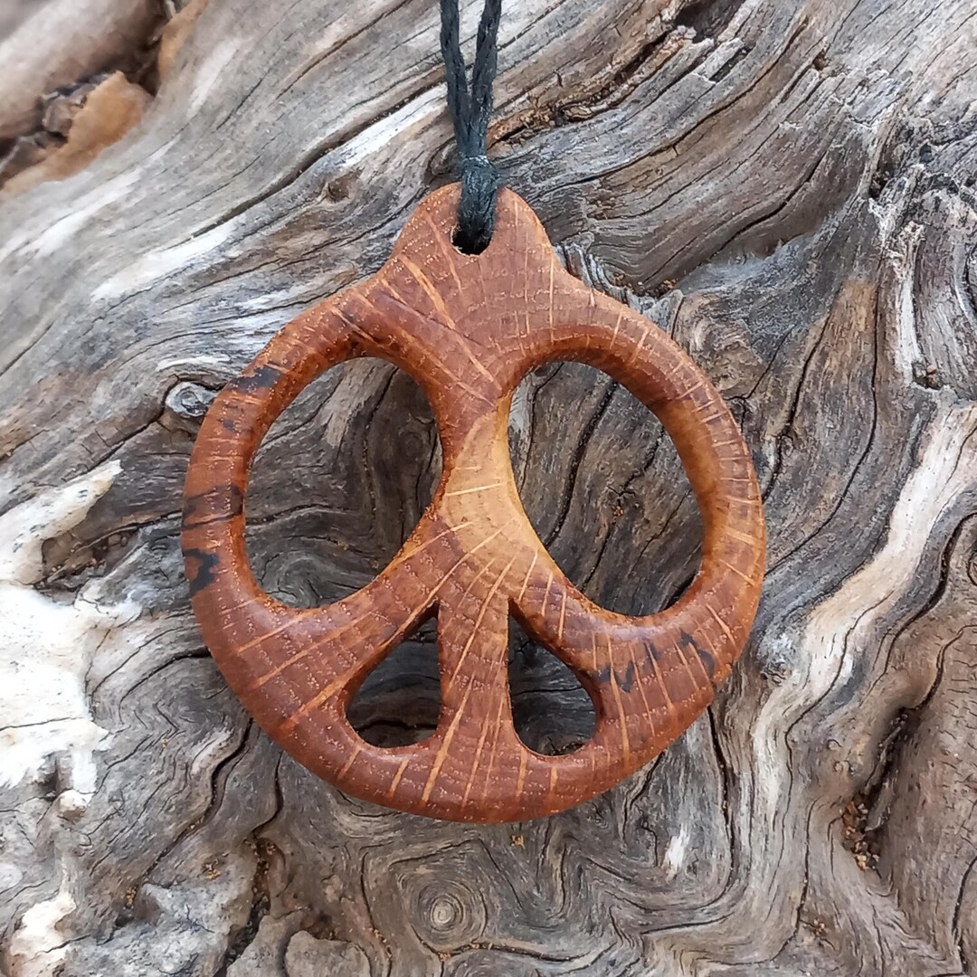 Peace Sign, Oak Wood Necklace, Wood Jewelry - Etsy