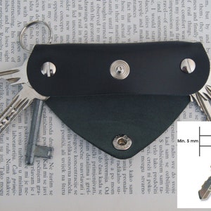 For Long Keys, Leather Keychain Key Holder, Holds 1-6 Keys, Snap Button ...