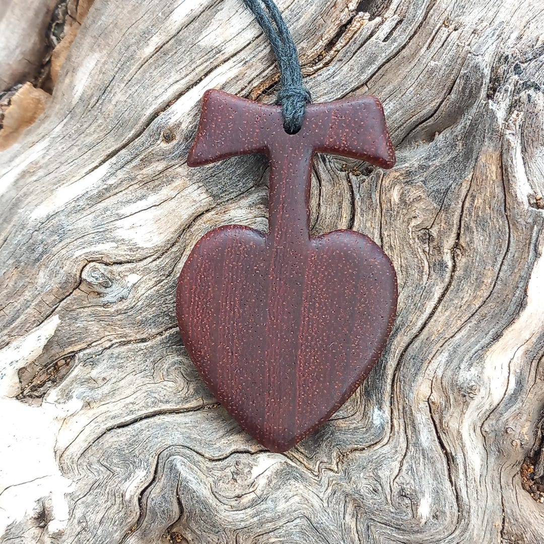 Tau Cross & Heart - Rosewood - Etsy
