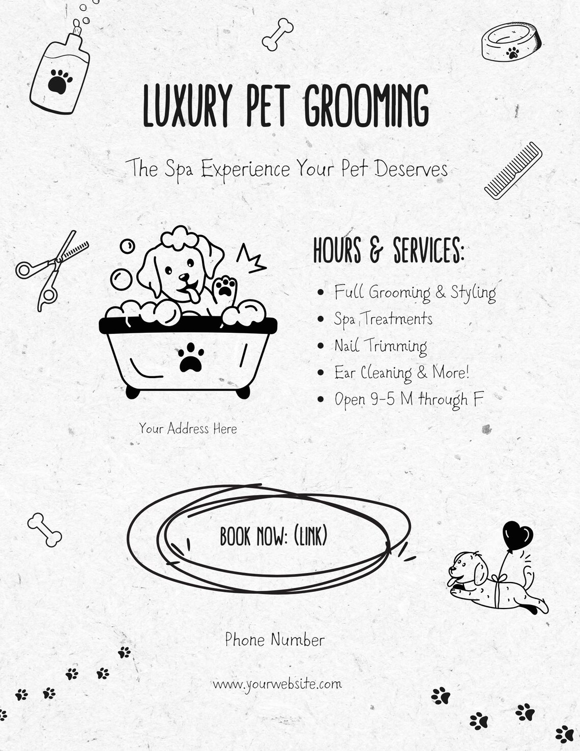 Dog Grooming Flyer: Customizable DIY Canva Template - Etsy