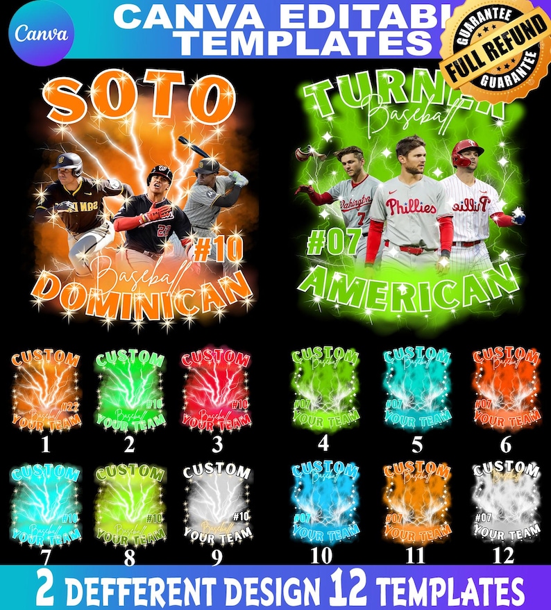 Custom Baseball Team Shirt Design | Canva Editable Template (PDF) - Etsy