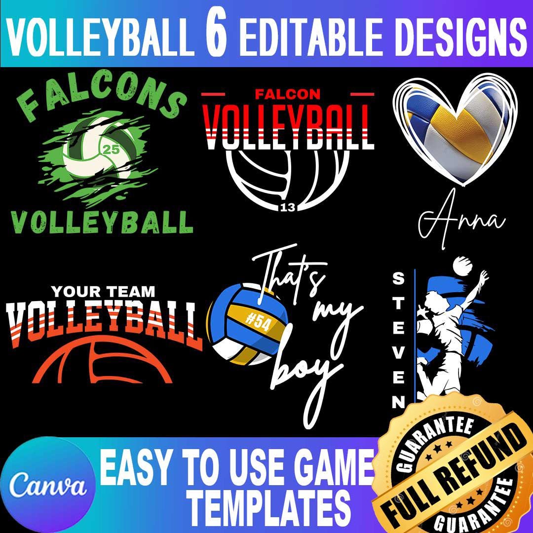Volleyball Team Shirt Design Template | Editable Canva Design (PDF) - Etsy