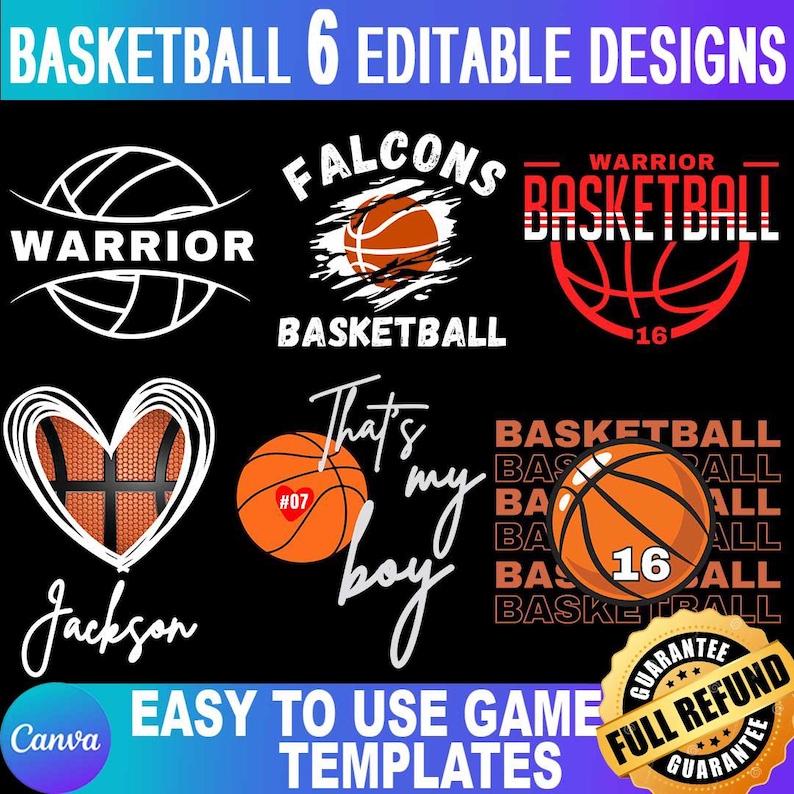 Basketball Team Shirt Design Template | Editable Canva Design (PDF) - Etsy