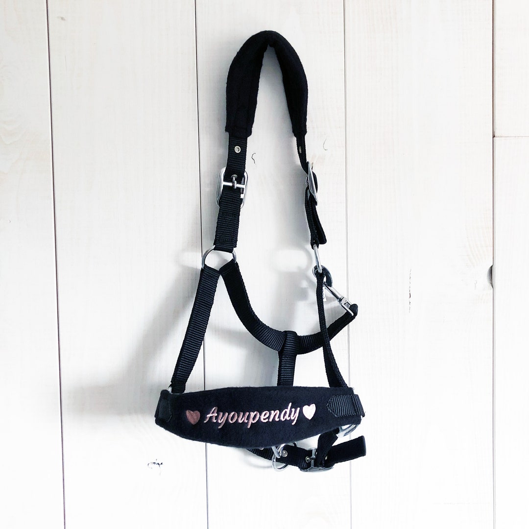 Pferdehalfter mit Namen und Herzchen Stickerei - Reiter Halfter ...