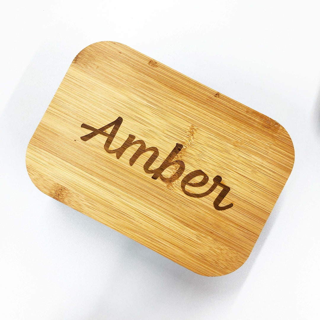 Engraved Bamboo Lunch Box, Personalized Lunch Box, Engraved Meal Box ...