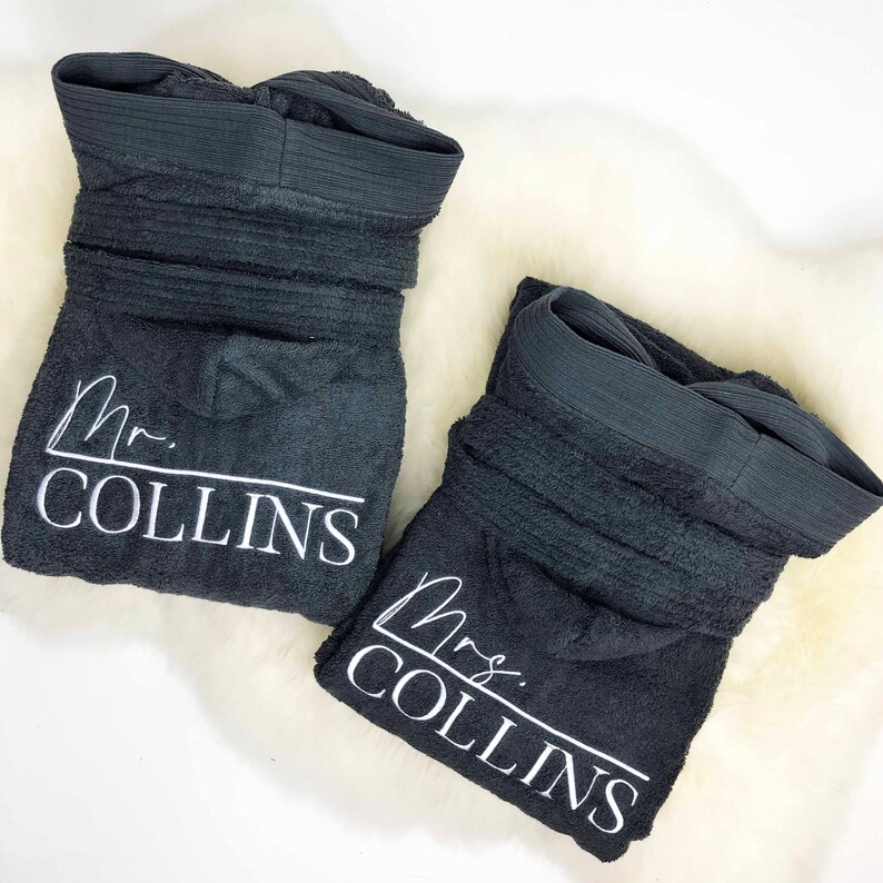 Matching Set of DARK GREY Robes Mr and Mrs Wedding Gift | Etsy