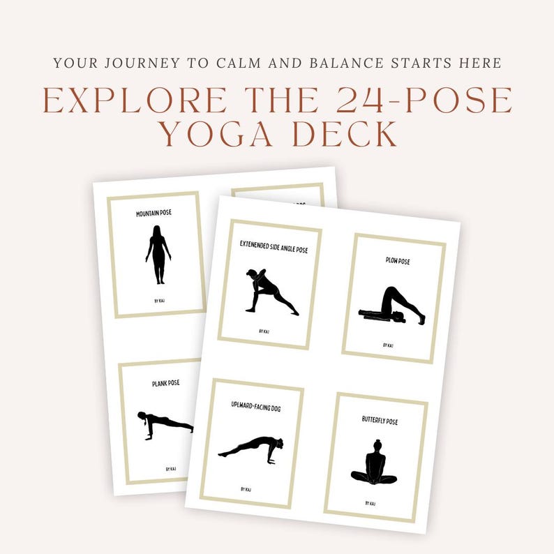 Printable Yoga Cards 24 Illustrated Pose Flashcards Ideal for Beginners ...