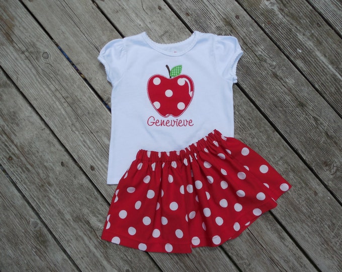 Apple Personalized Shirt With Matching Polka Dot Skirt, Summer Dress ...