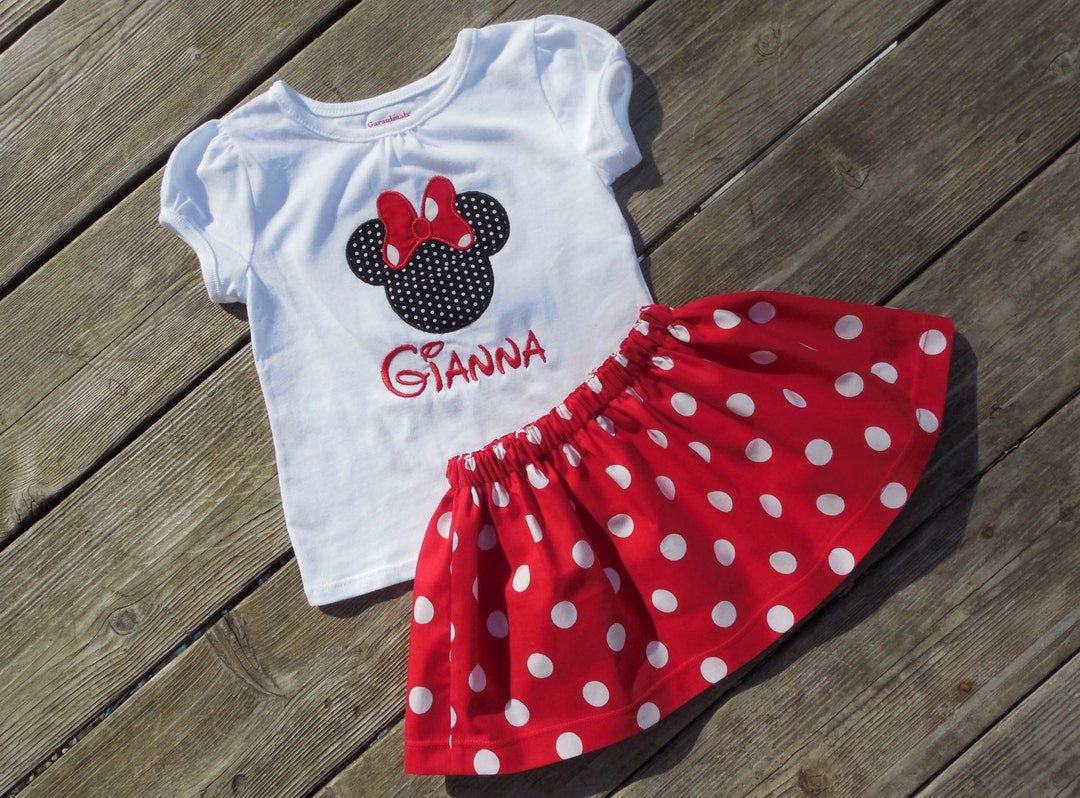 Disney Minnie Mouse Personalized Shirt and Skirt Outfit, Disney ...