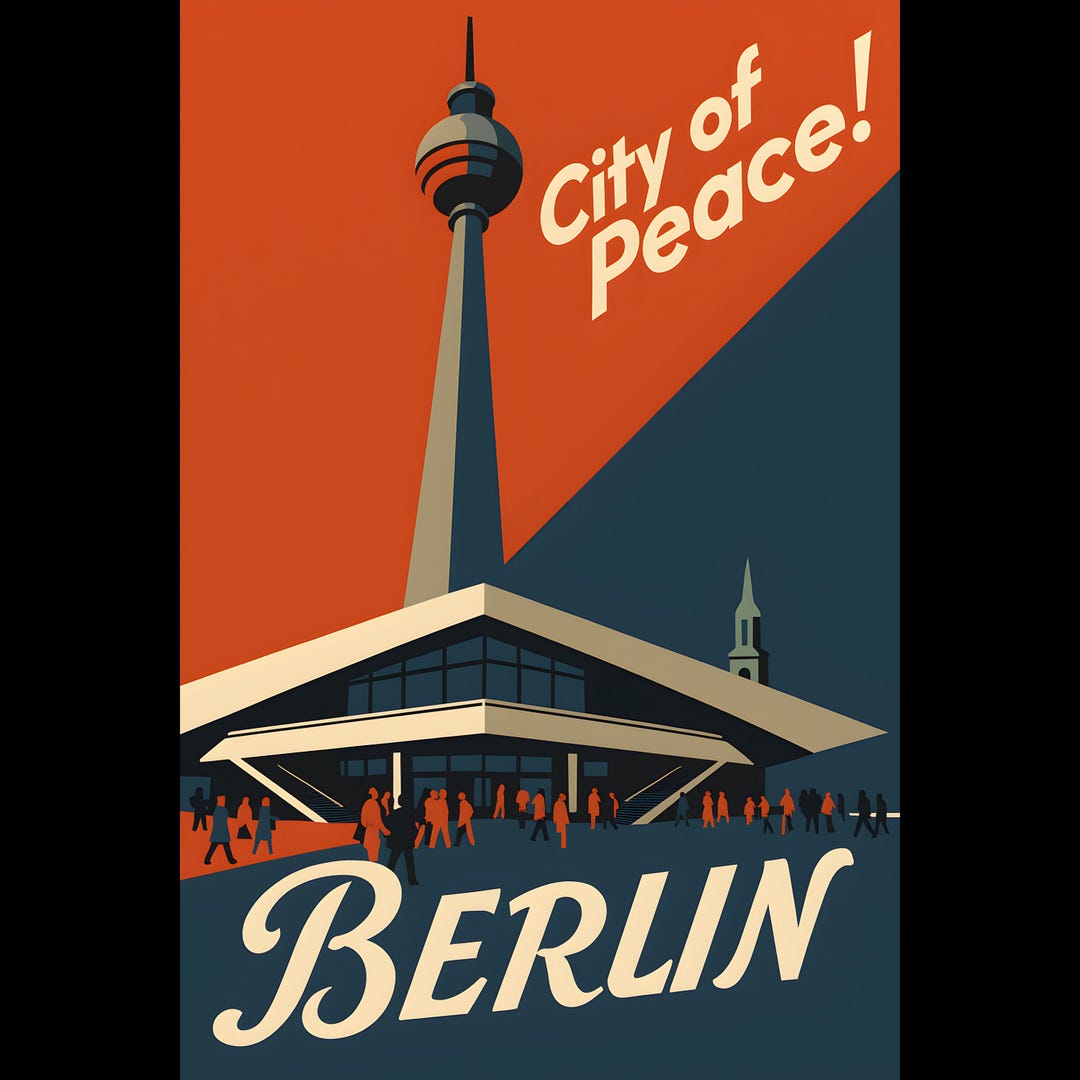 Fernsehturm Berlin Retro Travel Poster - Etsy