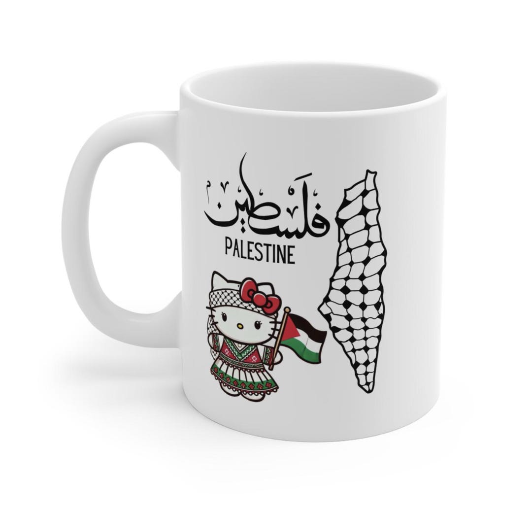 Palestine Hello Kitty-inspired Ceramic Mug, Arabic Coffee Cup, Middle ...