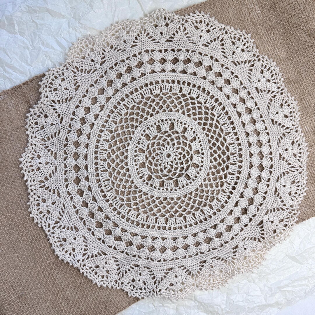 Vintage Crochet Doily – Handmade Table Decor| Beige Doily| Lace Doily ...