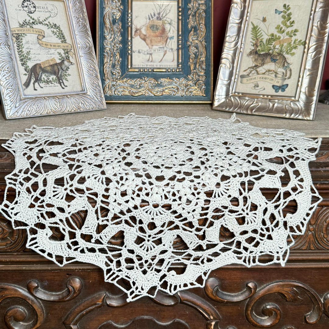 Handmade Crochet Lace Doily – Vintage Style Cotton Table Decor (14 Inch ...